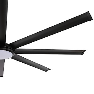 WINGBO 64" Ceiling Fan with Lights and Remote Control, Matte Black Ceiling Fan, 8 Reversible Blades, 6-Speed Noiseless DC Motor, Modern Ceiling Fan for Kitchen Bedroom Living Room, ETL Listed