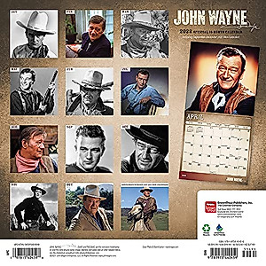John Wayne OFFICIAL 2022 12 x 12 Inch Monthly Square Wall Calendar with Foil Stamped Cover, USA American Actor Celebrity Country