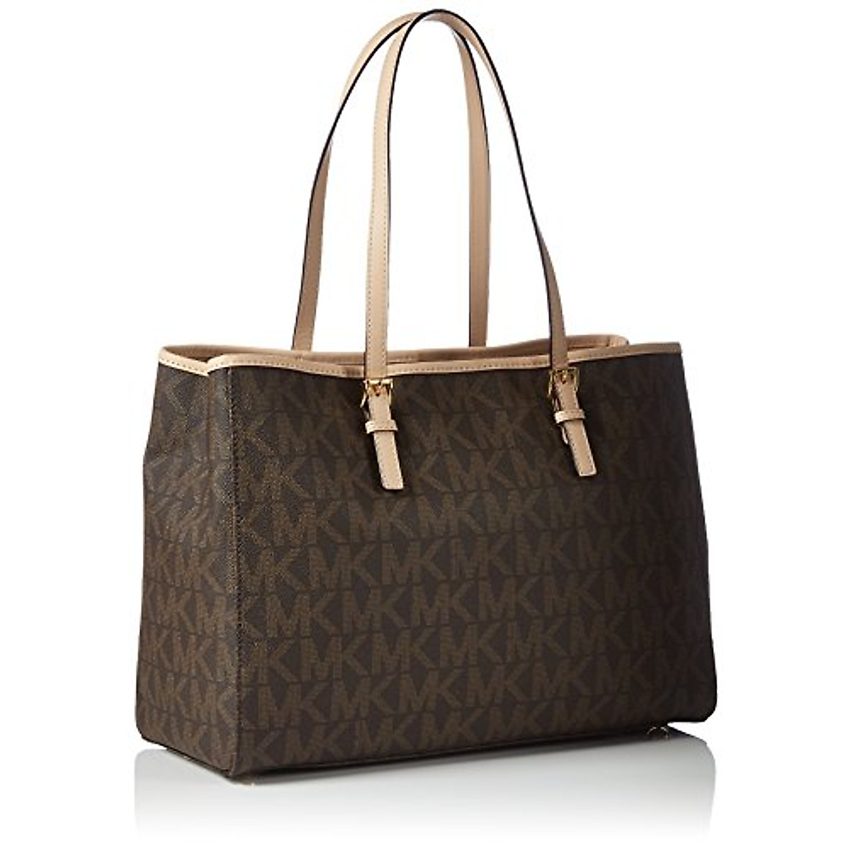 Michael Kors Jet Set Large Signature Travel Brown Tote Handbag 30T3GTVT7B-200