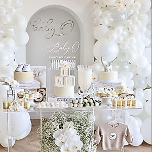 CACOLULU White Balloons Garland Arch - 120Pcs 18+12+10+5 Inch White Balloons Different Sizes Pack, White Latex Balloons Garland Kit for All White Wedding/Baby Shower/Engagement/Birthday Decorations