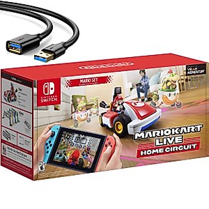 Nintendo 2020 Newest - Mario Kart Live: Home Circuit - Mario Set Edition - Holiday Family Gaming Bundle for Nintendo Switch, Nintendo Switch Lite - RED - iPuzzle USB Extension Cable