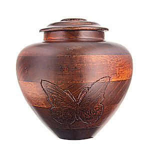 Hand Engraved Butterfly Funeral Cremation Urns for Human Ashes Adult Male Female - Pet Urns for Dogs Cat Ashes, Wooden Urns for Human Ashes, Urn Box for Ashes Keepsake