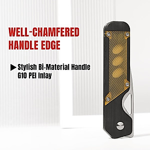 Kizer Militaw EDC Pocket Knife, 3.36'' 154CM Blade Folding Knife, G10 & PEI Handle with Pocket Clip, Thumb Hole & Front Flipper Opener, Camping Hunting Knife for Men Women Gift V3634C1