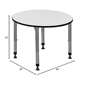 Romig Kee 36 in. Round Height Adjustable Classroom Activity Table- White & Grey Base