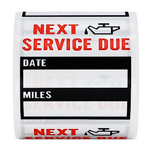 Hybsk Transparent Oil Change/Service Reminder Stickers 2"x2" Premium Quality 200pcs Clear PET Oil Change Stickers (Black)