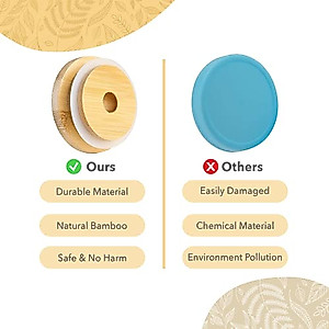 MUAZIDA Can Shaped Glass Cups with Lids and Straws, Iced coffee tumbler, Glass Cup with Bamboo Lid and Straw, Set 4pcs 16 oz Beer Glasses, Gift 2 Cleaning Brushes, Straw Case