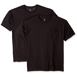 Hanes mens Workwear Short Sleeve Tee (2-pack) T Shirt, Black, XX-Large US