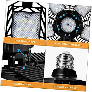 ORFOFE Five Leaves Garage Light Garage Flush Light Decorative Ceiling Lights Deformable Lamp Wide-Angle Garage Lights Overhead LED Shop Lights Flush Mount Ceiling Lights Plastic Black
