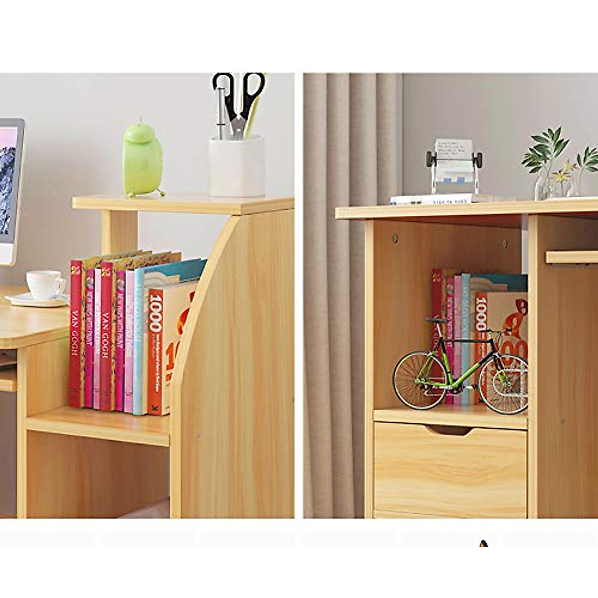Computer Desk with Shelves and 2 Drawers,Multiple Desk for Home Sturdy Office Desk with Bookshelf,Pc Laptop Study Writing Table Workstation