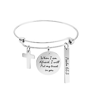 Memgift Scripture Bracelet Trust God Jewelry Inspirational Christmas Gifts for Women Expandable Wire Bangle
