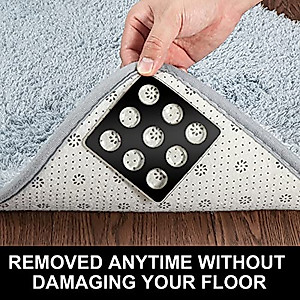 Sellemer Rug Gripper Newest Materials Non Slip Rug Pads for Hardwood Floors and Tiles, Reusable and Washable Rug Stopper to Keep Your Rug in Place & Make Corner Flat (Black, 6 Pack)