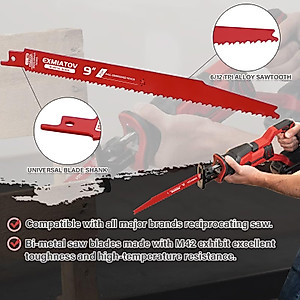 25 Pack 9 Inch 6/12 TPI Reciprocating Saw Blades, Stud and Nail Saw Blades, Bi-Metal 9" 6-12 TPI Saw Blade for Cutting Wood and Nail-Embedded Wood, Metals, PVC, Pallets etc, with Organizer Case
