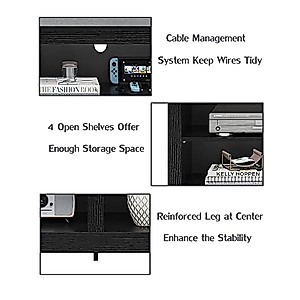 Panana TV Stand, 4 Cubby TV Stand for 65 inch TV, Farmhouse Television Stands Entertainment Center Media TV Table Stand for Living Room Bedroom (Black 59 inch)