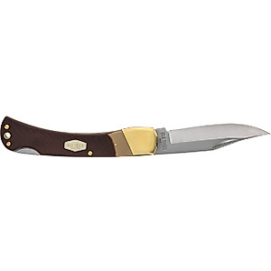 Old Timer 6OT Golden Bear Traditional Lockback Pocket Knife with 3.9in High Carbon Stainless Steel Clip Point Blade, Sawcut Handle, and Lanyard Hole for Hunting, Whittling, Camping, EDC, and Outdoors