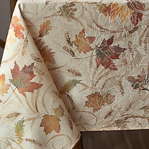 Benson Mills Autumn Jacquard Printed Fabric Tablecloth for Fall, Harvest, and Thanksgiving Table Cloth (Natures Leaves, 60" x 84" Rectangular)