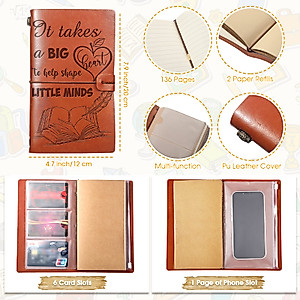 Sabary 8 Pieces Novelty Teacher's Day Appreciation Gifts Set for Women, 20 oz Travel Tumbler with Straws Brushes and Lids, Teacher Makeup Bag Cosmetic Bag, Teacher Keychain, Teacher Leather Journal