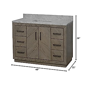 Peyton 48-inch Bathroom Vanity (Carrara/Gray Oak): Includes Gray Oak Cabinet with Stunning Carrara Marble Countertop and White Ceramic Sink