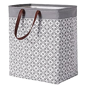 TEELINK Laundry Basket with Handles, 60L Large Collapsible Dirty Clothes Hamper for Laundry, Freestanding Fabric Lightweight Waterproof Toy Storage Basket for Bathroom, Bedroom, Dorm, Outdoor, White