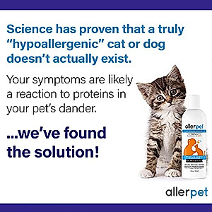 Allerpet Cat Dander Remover w/Free Applicator Mitt & Sprayer - Effective Cat Allergy Relief - Anti Allergen Solution Made in USA - (12oz)