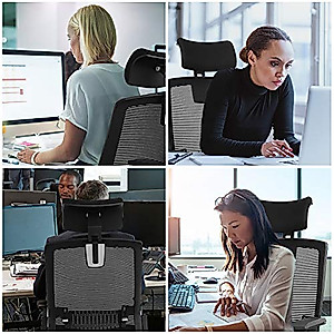 Ergonomic Office Chair, High Back Desk Chair, Adjustable Home Office Mesh Chair with Headrest Lifted Armrest, Reclining Rolling Task Computer Chair