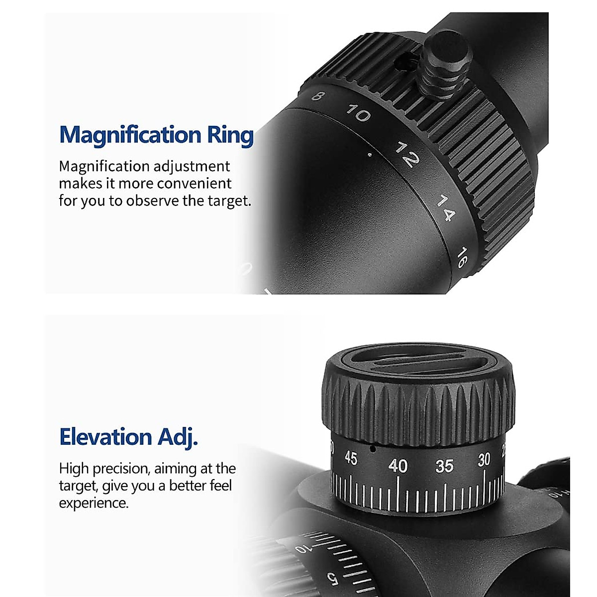 SPINA OPTICS 4-16X44 Rifle Scope First Focal Plane FFP Hunting 4-16 Riflescopes with 20mm Scope Rings,Throw Lever,Lens Cover