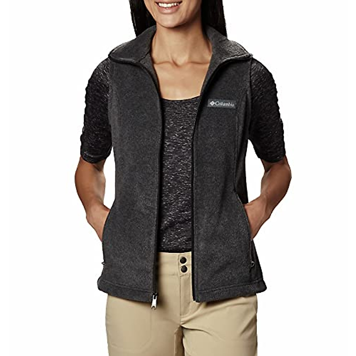 Columbia Women's Benton Springs Vest, Charcoal Heather, XX-Large