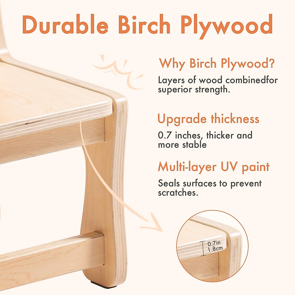 ROBUD Wooden Toddler Chair Wood, Kids Chair Set of 2, Sturdy Kids Chairs for Toddlers for Children Aged 3+, 250 Lbs Capacity Each Count