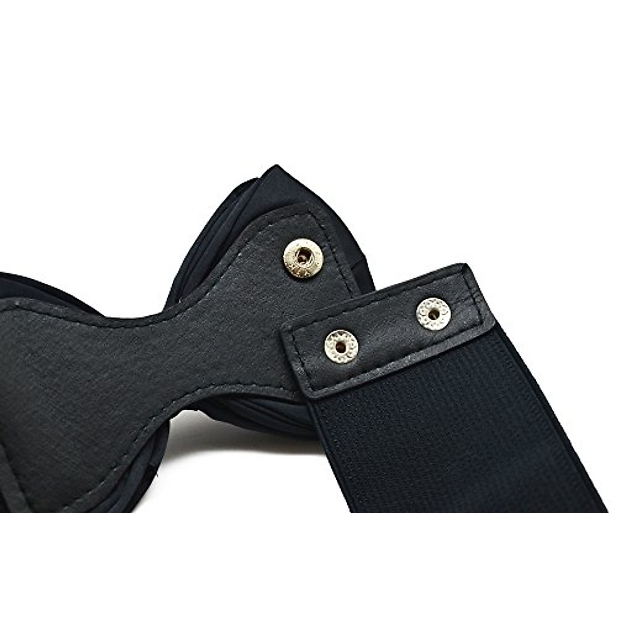Meta-U Women Flower Elastic Wide Waist Belt (black bow & white bow)