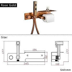 MINJING 2in1 Bidet Sprayer for Toilet with Paper Holder, Hot and Cold Brass Rough-in Valve, Stainless Steel Handheld Bidet Attachment Set for Feminine, Pets and Baby Diaper Wash, Rose Gold