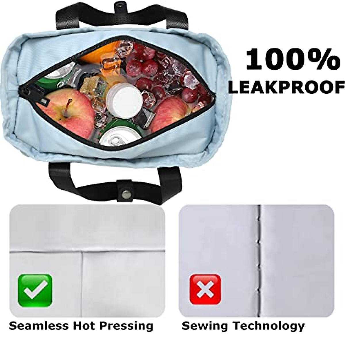 Insulated Lunch Bag for Women Men - Reusable Lunch Box for Adults Deluxe Leakproof Lunch Tote Bag Large Thermal Cooler Bag with Pockets for Work, Picnic, Travel