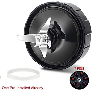 for Ninja Blender Blade Replacement Parts 7 Fins Compatible with Nutri Ninja Auto iQ BL450-30 BL642-30 BL482-30 BL682-30 SS401 with Silicone Rubber Gaskets Seal Ring Mixer Attachment, Updated