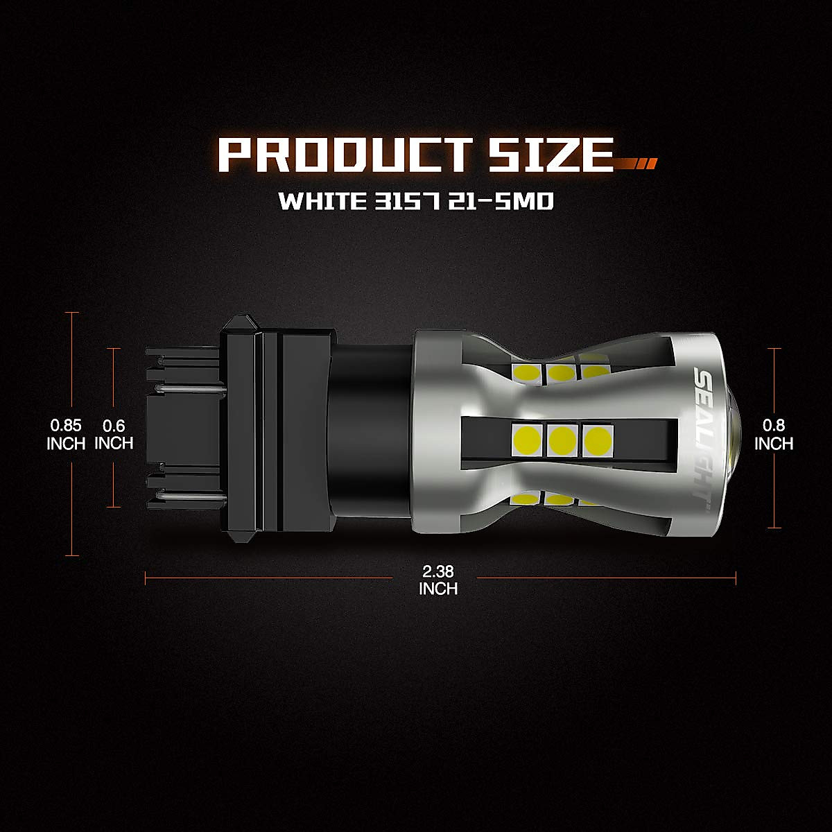 SEALIGHT 3157 LED Bulbs, 3157 LED Reverse Lights, 3157 LED Backup Reverse Lights 6000K 3000Lumens Super Bright, LED Brake Lights Tail Lights, Turn Signal LED - 3056 3156 3057 3157 LED Bulb, Pack of 2