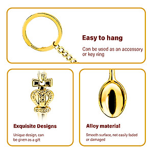 Prasacco 4 Pieces Mini Crown Spoon Keychain, Mini Spoon Teaspoon with Keyring Pendant Key Ring Teaspoon Keyring Crown Teaspoon Mini Spoon for Filling Vials with Salts, Sand, Glitter (Gold+Silver)