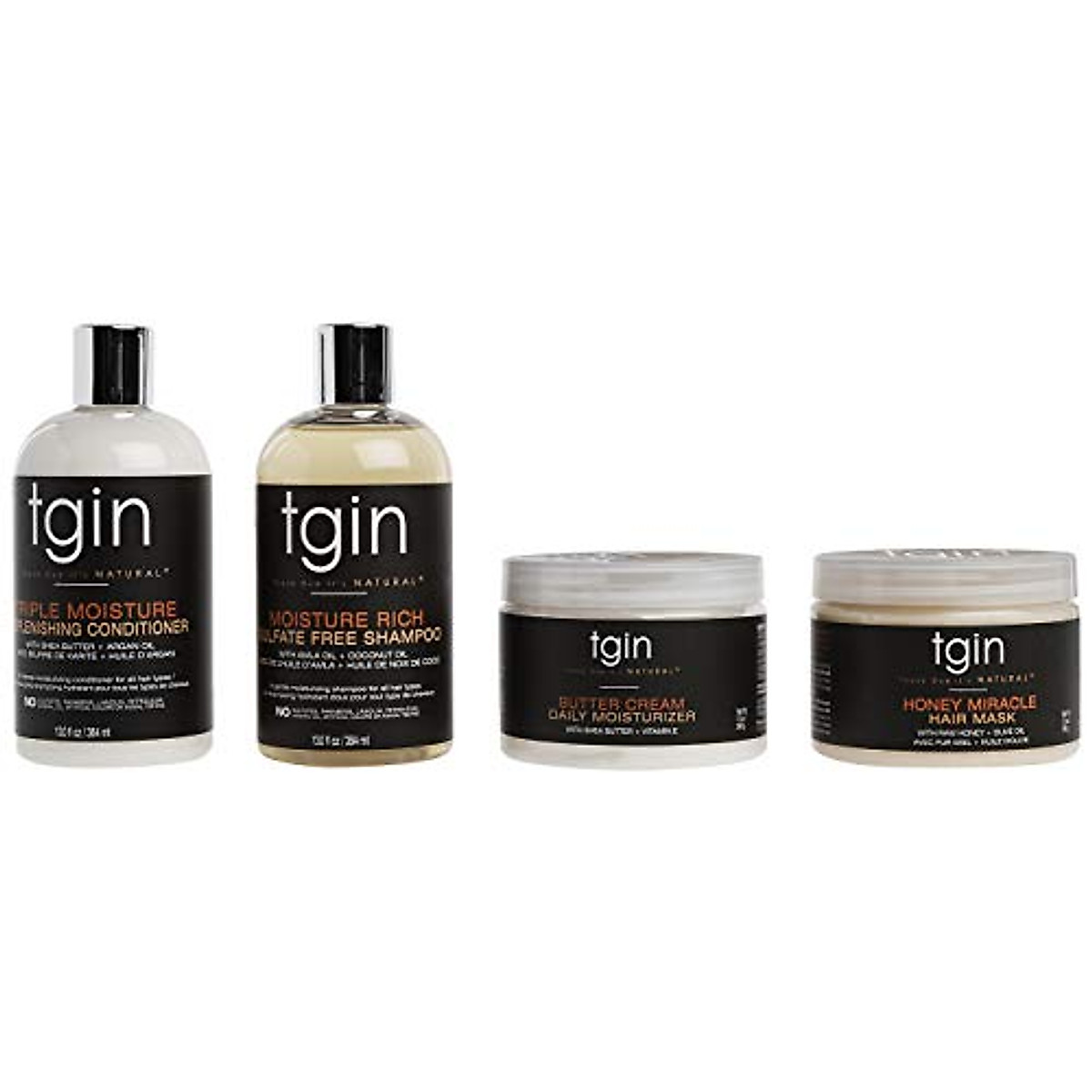tgin Moist Collection for Natural, Dry, Curly Hair - Type 3c and 4c Hair - Gift Set - Paraben & Sulfate Free