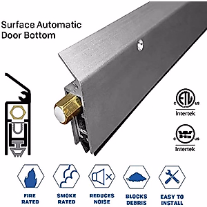 Fire Rated/Light Duty/Surface Mounted Automatic Door Bottom (7123CA) with Solid Rubber Extrusion, SMS # 6 x 1'' Supplied, (48'' L x 19/32" W x 2" H)