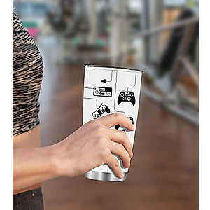 WIRESTER 20 OZ Stainless Steel Tumbler With Lid, Double Wall Vacuum Insulated Tumbler, Coffee Travel Mug Cup for Hot Cold Drinks - Black Game Controllers