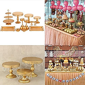 Set of 12 Pieces Gold Metal Cake Stand Set and Pastry Trays Metal Cupcake Stands Set Holder Fruits Dessert Display Plate for Baby Shower Wedding Birthday Party Celebration