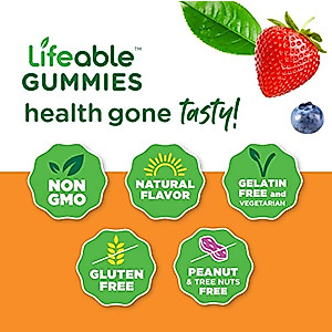 Lifeable Zinc 50mg Gummies - Great Tasting Natural Flavor Gummy Supplement - Gluten Free, Vegetarian, GMO-Free, Chewable Vitamins - for Healthy Immune Support - for Adults, Man, Women - 90 Gummies