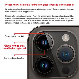 ASDAWN Back Camera Lens Glass Replacement for iPhone 13 Pro and 13 Pro Max, Rear Lens Glass Replacement kit with Pre-Installed Adhesive + Installation Manual + Repair Tool Kit