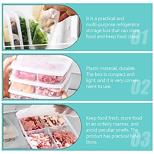 Angoily Veggie Bacon 2pcs Refrigerator Organizer Bins Divided Food Storage Containers with Lids Plastic Snack Container 4 Removable Boxes Stackable for Fridge S Bin Storage Organizer