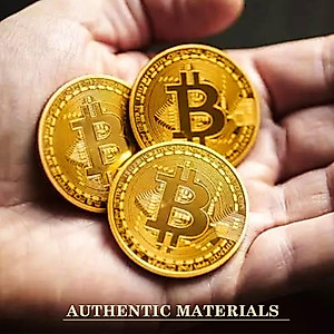 SOLIPECT 9PC Bitcoin Coin | Physical Bitcoin with Protective Case, Gold Plated Bitcoin for Commemoration, Gifts for Men (Gold)