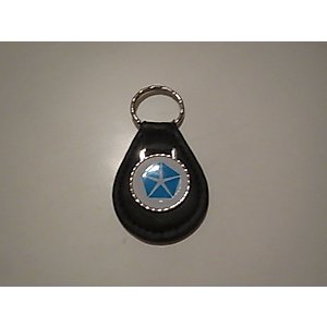 NEWPORT NEW YORKER 300 LEBARON LHS LASER WHITE LOGO LEATHER KEYCHAIN - BLACK