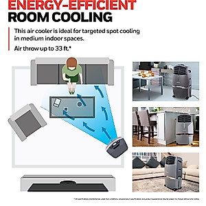 Honeywell 525 CFM Indoor Portable Evaporative Air Cooler, Fan & Humidifier with Ice Compartment & Remote, Gray