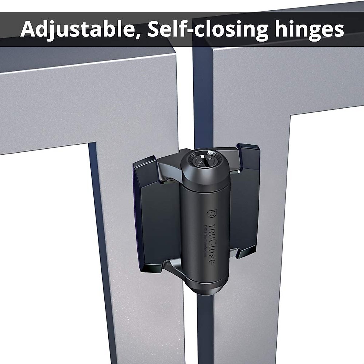 D&D Technologies TCA1S3BTS TruClose Regular Duty Self Closing Gate Hinge, for Metal Gates up to 66 Pounds, No Alignment Legs, Gloss Black, 2 Count