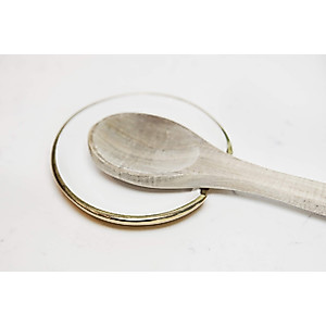 Alchemade White Spoon Rest - Stylish Brass And Enamel Aesthetic Cooking Spoon Holder In A Mid-century Style For Your Kitchen - Jewelry Trinket Holder For Your Bedroom Or Soap Dish For Your Bathroom