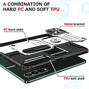 RLUYIDIKS for Samsung Galaxy Z Fold 4 Case,360°Rotate Ring Stand Magnetic Cover Case,Military Grade Protection Shockproof Phone Case,7.6inch for Samsung Galaxy Z Fold 4 5G,Silver RUS01-12