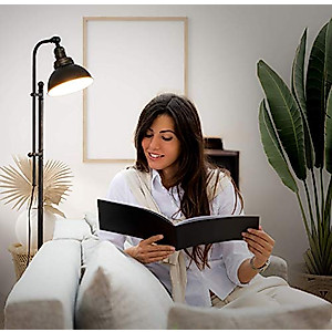 Brightech Dylan Industrial Floor Lamp for Living Rooms & Offices, Bright LED Floor Lamp – Charming Farmhouse Floor Lamp, Adjustable Head Standing Lamp for Bedroom Reading, Stunning Living Room Decor