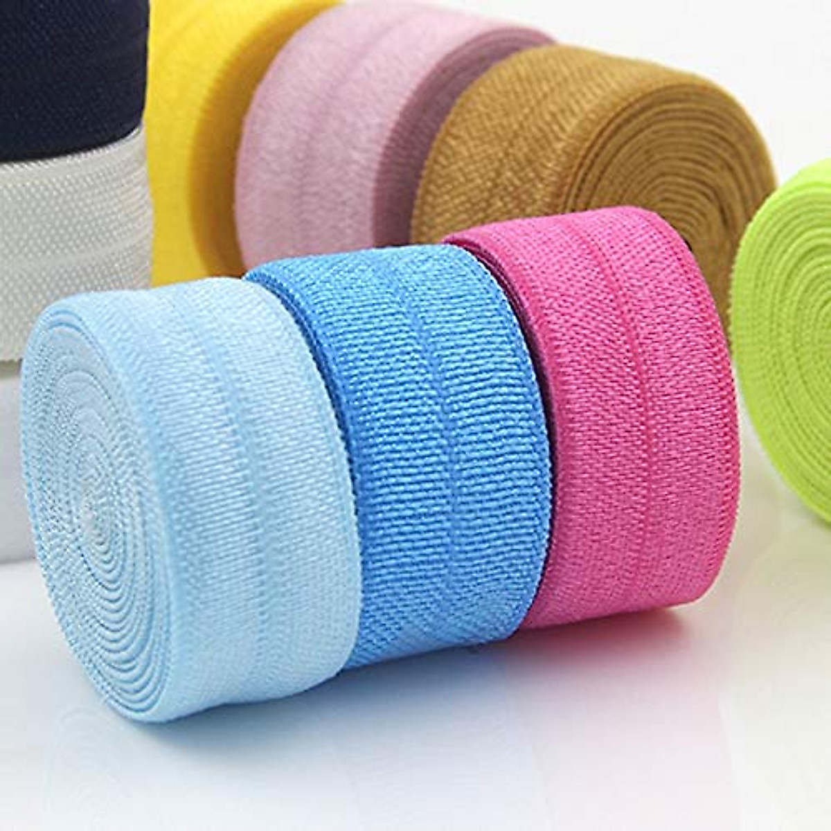 SELCRAFT 5yards/Lot 5/8" 15mm Elastic Band Multicolor Fold Over Spandex Elastic Ribbon for Sewing Lace Trim Waist Band Garment Accessory num.110