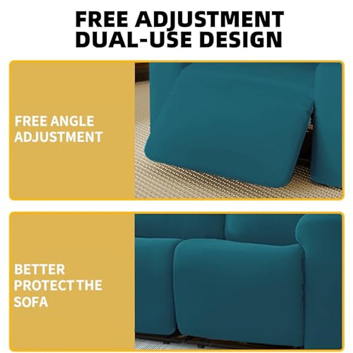 HDCAXKJ 100% Waterproof 8-Piece Recliner Couch Cover for Reclining Couch 3 Seat Super Stretch Soft Recliner Sofa Covers for 3 Cushion Couch Recliner Set Slipcovers Protector (Peacock Blue, 3 Seat)