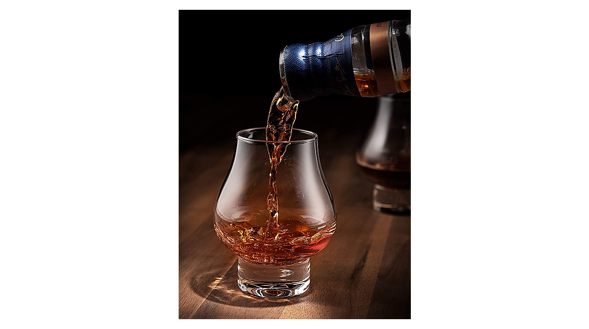 LUXBE Crystal Whiskey Snifter Glasses - Set of 4